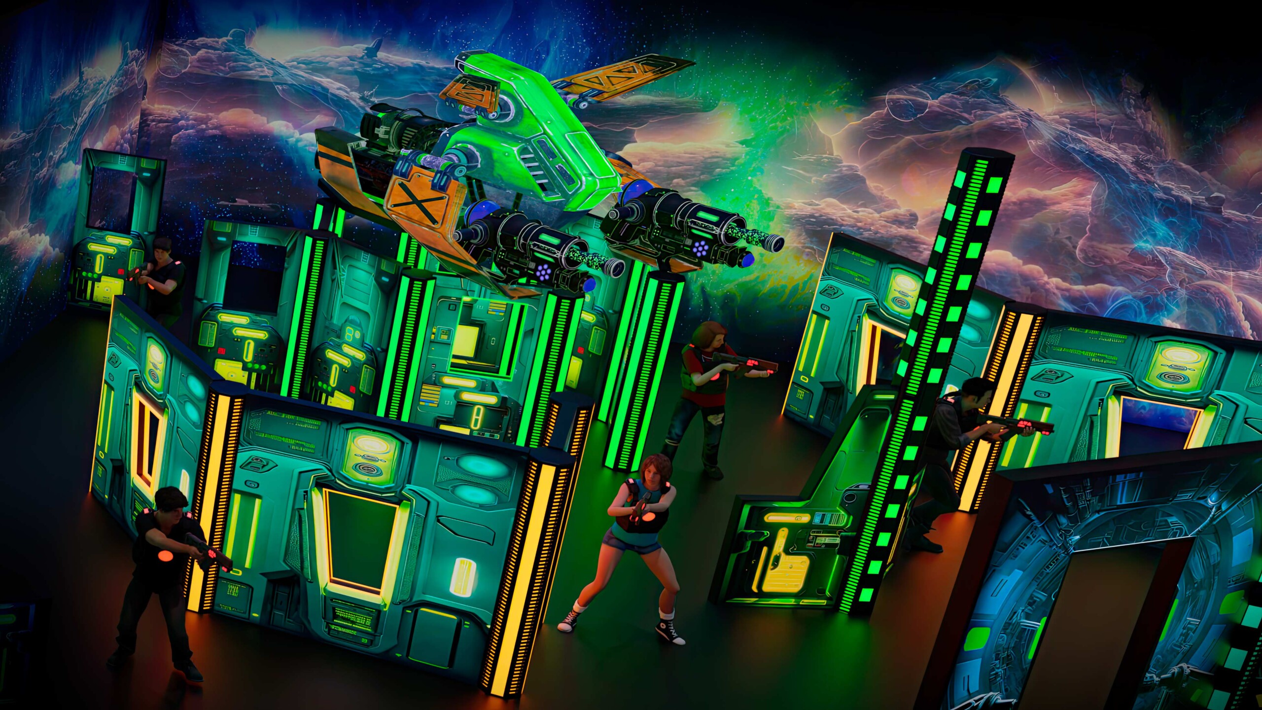 concepção e construção de parques laser tag - DAVID THEMING WORKS