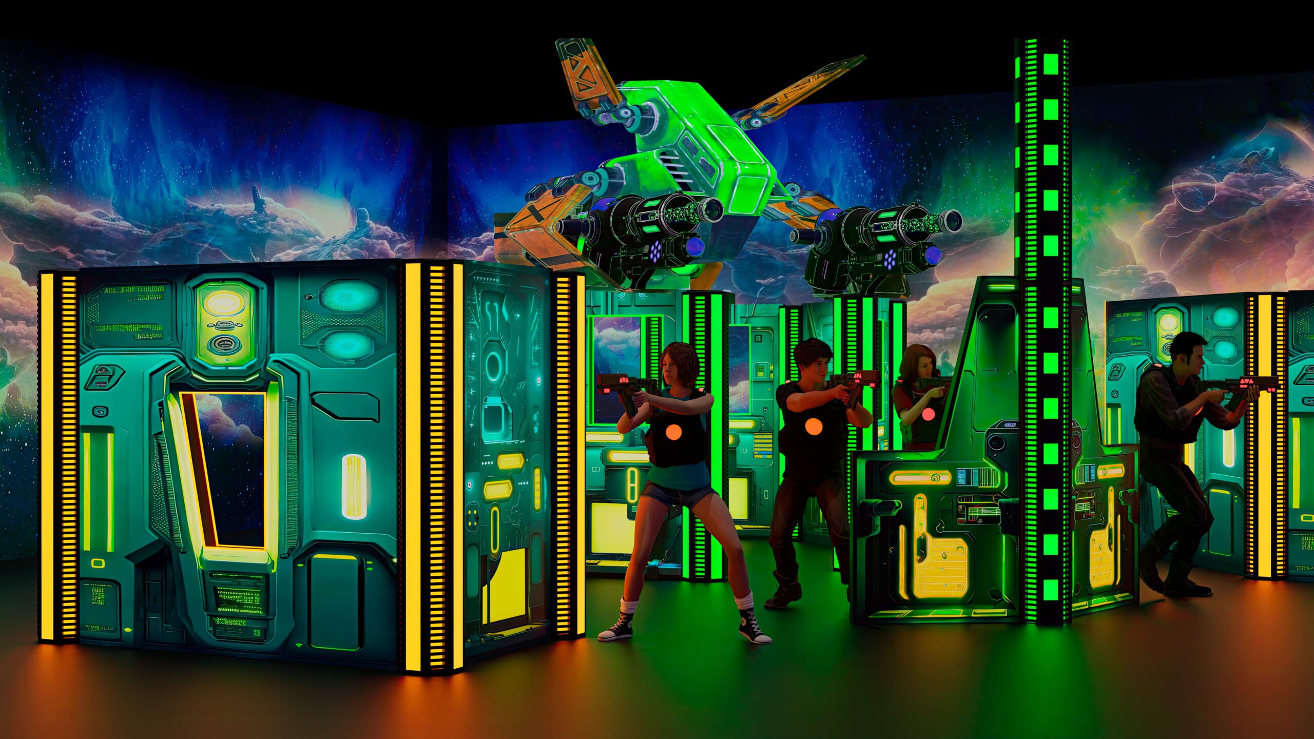 concepção e construção de parques laser tag - DAVID THEMING WORKS